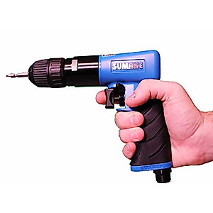 3/8" Air / Pneumatic Reversible Drill, Keyless Chuck, High Tool Power, Pistol Grip Gun With Soft Handle, (Sumake ST-M5010C)