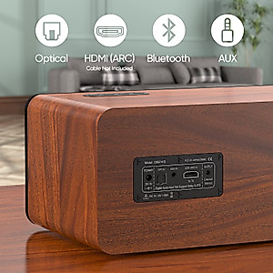 Saiyin Sound Bars for TV, 16.5'' Wooden TV Speakers Soundbar Home Theater Surround Sound System with Dual 3.5'' Woofers, Bluetooth 5.0 and HDMI ARC/Optical/AUX Input for TV, Projector, Record Player