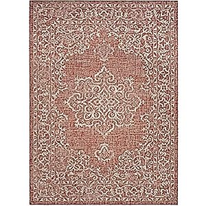 SAFAVIEH Courtyard Collection 8' x 11' Terracotta/Beige CY8481 Indoor/ Outdoor Waterproof Easy-Cleaning Patio Backyard Mudroom Area-Rug