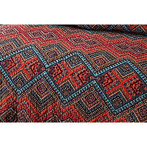 Yvooxny Quilt Set Queen Size Bedspread Bohemian Style Lightweight Cotton Quilted Coverlet Bedding Set for All Seasons, Boho Red Jacquard Pattern, 90 * 98 Inches