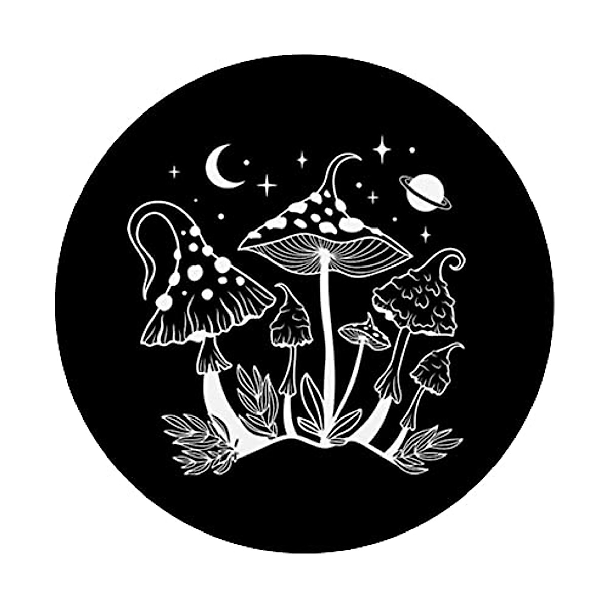 Silhouette Mystical Mushroom With Moon Stars PopSockets Swappable PopGrip