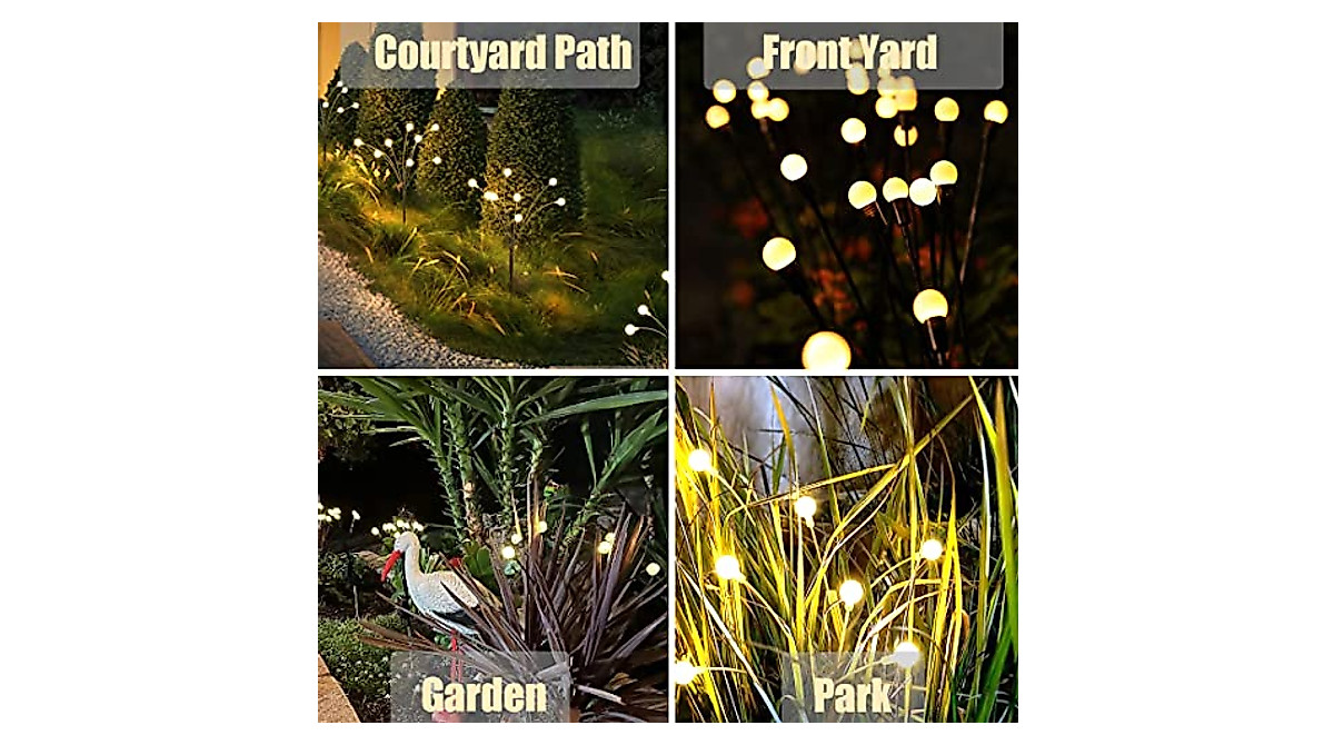Swaying Solar Firefly Lights Outdoor - 6 Pack Waterproof Garden Decor