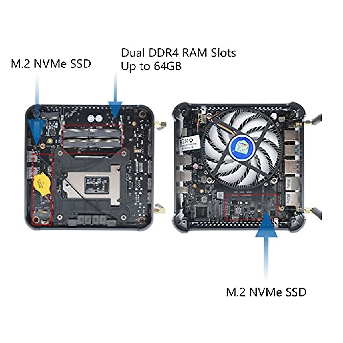 KINGDEL K13 Mini PC i9 10th Gen. 8 Cores 16MB Cache Max 5.10GHz CPU 64GB 2666Mhz DDR4 RAM 2TB M.2 NVMe SSD AC 4.2 4096x2304 4K Resolution 2xLAN 6xUSB DP HD Mini Gaming Comouter