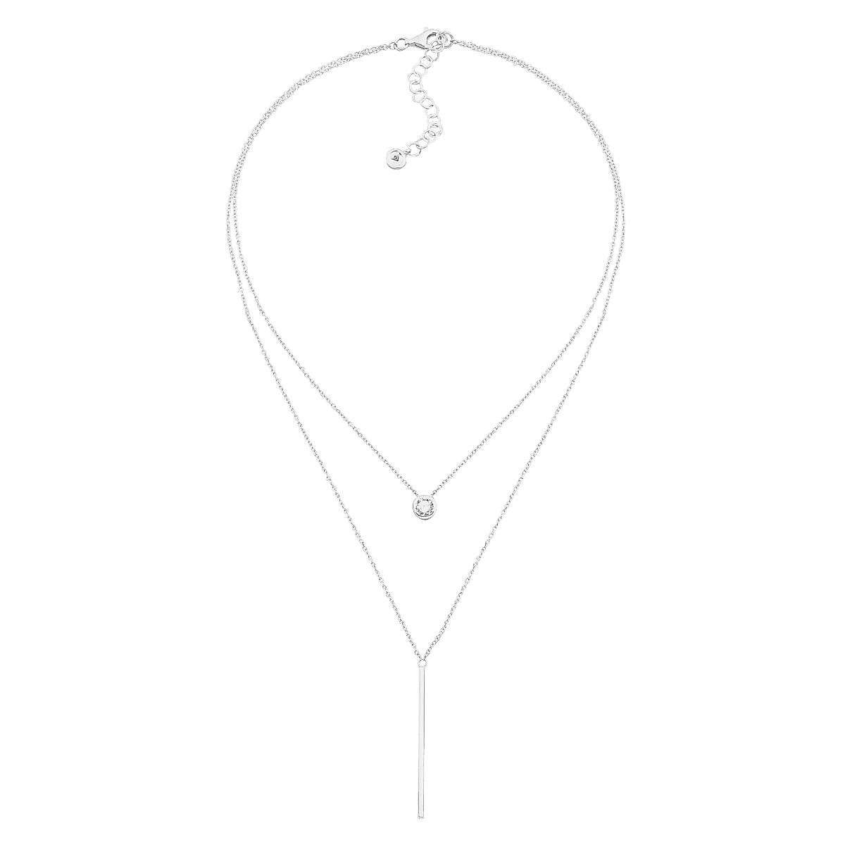 Silpada 'London Decker' Cubic Zirconia Layered Pendant Necklace in Sterling Silver, 17" + 2"