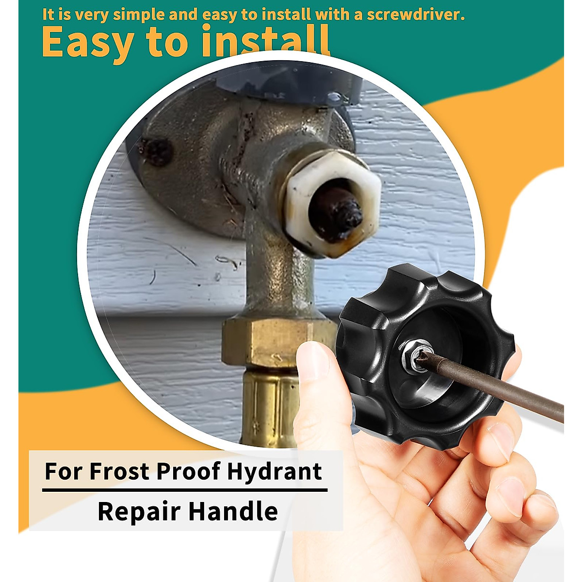 Camoo 630-7965 Wall Hydrant Handle & Screw Repair Kit for Prier/Mansfield Style Frost Proof Wall Hydrants 500 400 300 Series, Wheel Shaped Outdoor Faucet Handle