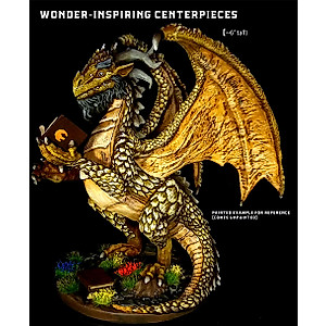 Wildspire Fantasy Bookish Dragon Paintable DND Miniature Huge 6" D&D Dragon Mini 28-32mm Dungeons and Dragons Figure for Fantasy Tabletop Miniatures and Accessory, Partially Assembled for TTRPG