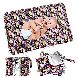 Flockthree Waterproof Baby Changing Pad with Storage Bag (43.3" X 28.7") Washable Wipeable Reusable Leak Proof Diaper Travel Mat Station Changing Mattress Liner Cribs Bed Cover, Bear Bear