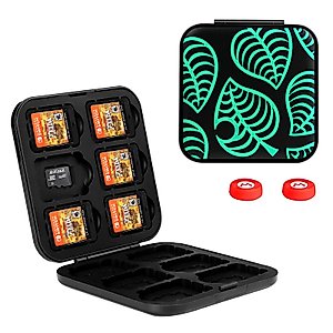 dainslef Switch Game Case Holder for Nintendo Switch Lite, Animal Crossing Leaf Switch Games Holder with 12 Game Storage and 12 Micro SD Card Slots for Nintendo Switch Game