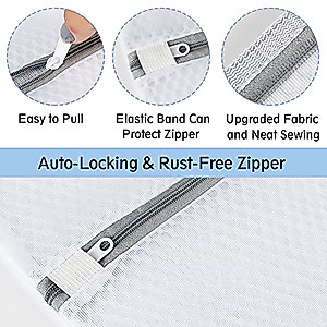 Vivifying Mesh Laundry Bags, 2 Pack 23.6" x 19.7" Large Honeycomb Mesh Wash Bags for Washing Machine, Delicates Clothes, Sweater, Coats, Stuffed Toys, Blanket (White)