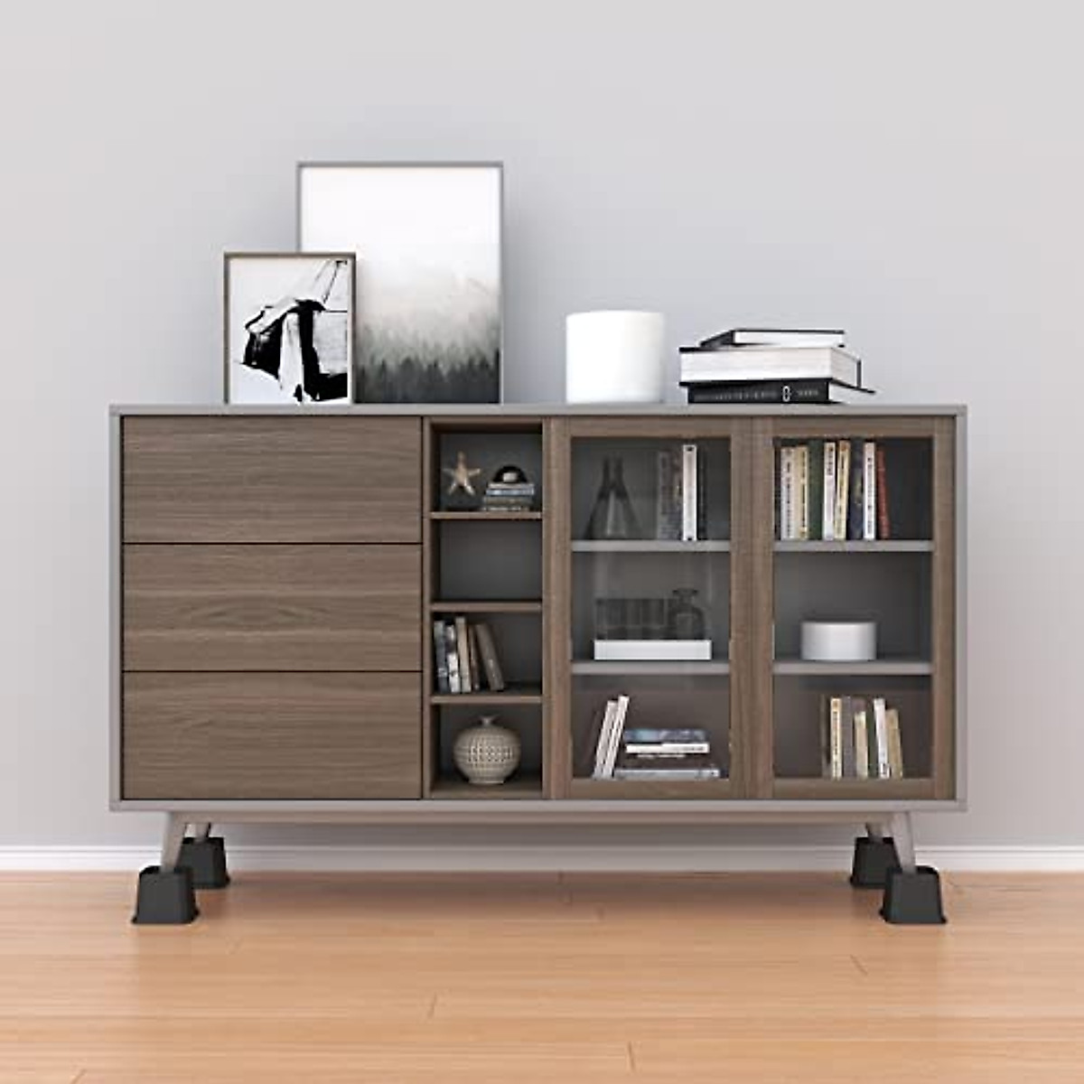 Whynonap Bed Risers 3 Inch Set of 9, Heavy Duty Bed Elevators Lifts Up 3,000 lbs Furniture Riser for Sofa and Table, Black