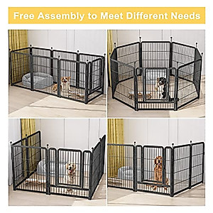 Mr IRONSTONE Dog Playpen with Anti-Rust Surface, Foldable 8/16 Panels 32" Height Dog Fence Exercise Pen, Indoor/Outdoor Puppy Pen Pet Playpen for Small/Medium/Large Dogs