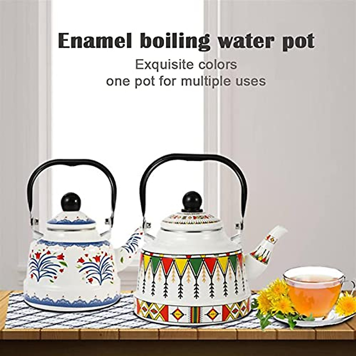 XENITE Tea Kettle Teapot Enamel Tea Kettle Induction Cooker Boiling Water Tea Pot Household Large Capacity Kettle Enamel Boiling Teakettle Tea Kettle Teapots (Color : Tc001, Size : 1.7L)
