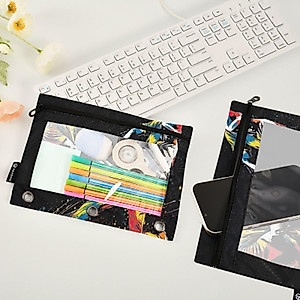 Hrzdove Baseball Players Sports Pencil Case Pouch for 3 Ring Binder 2 Set Small Pencil Bag Cases Zipper Pouch Clear Binder Organizer Pencil Pouches for College Office Storing Supplies Work