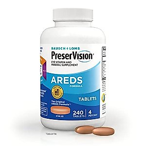 PreserVision AREDS Eye Vitamin & Mineral Supplement, Tablets, 240 Count (Pack of 1) , Packaging may vary