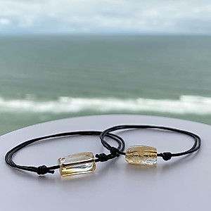 Citrine Tube Cord Bracelet for Men Women Teen Unisex Adult - Waterproof Nylon Surfer String Friendship Summer Bracelets - November Birthstone Citrine Quartz