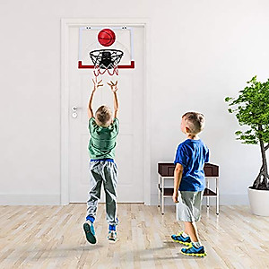 EagleStone Basketball Hoop Indoor for Kids, Over The Door Mini Basketball Hoop with Electronic Scoreboard, Room Basketball Hoop with 2 Balls and Sound, Basketball Toys for Toddler Boys Girls