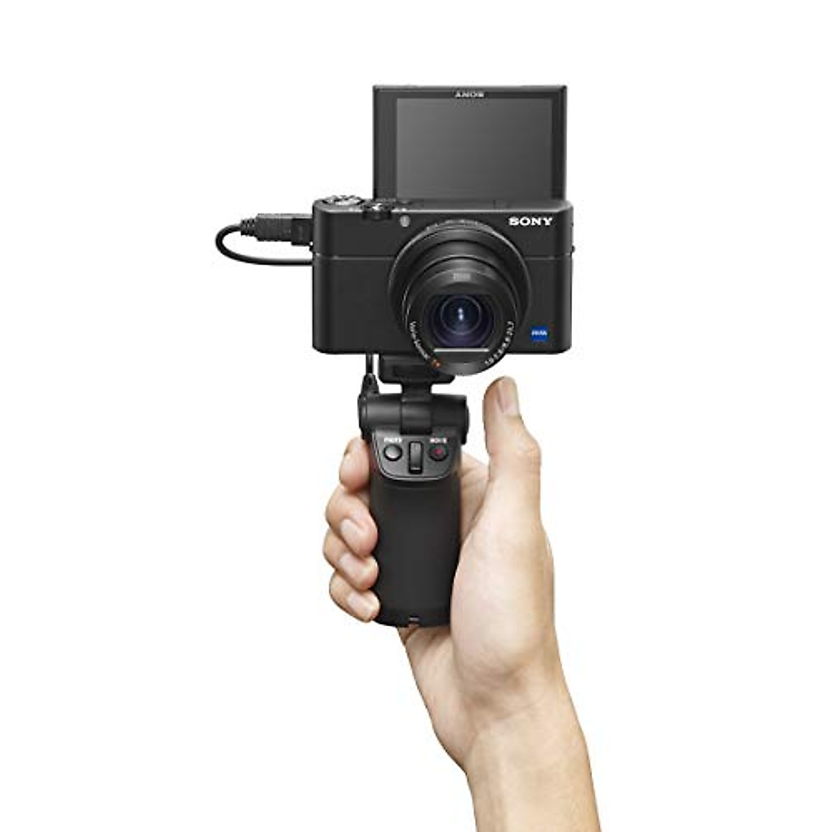 Sony DSCRX100M5A Camera Vlogger Bundle: RX100 VA Cyber Shot Compact Digital Camera with Fast 0.05 AF, 24fps, Wide Coverage & 24-70mm Zoom - 4K HD Video Recording - Vct Camera / Selfie Grip - Black