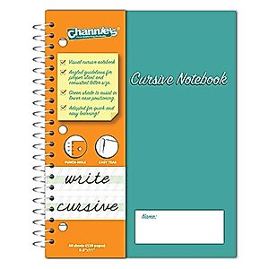 Channie's Visual Cursive Notebook 120Pages Easy to learn Practice Cursive Size 8.5” x 11”