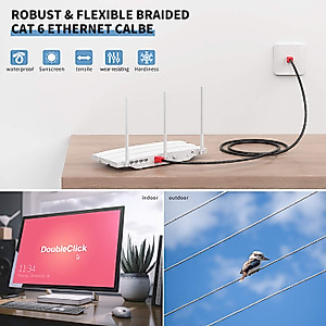 XXONE Outdoor Cat 6 Ethernet Cable 15ft, 26AWG Heavy-Duty Cat6 Networking Cord Patch Cable RJ45 LAN Wire Cable FTP Waterproof Direct Burial