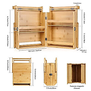 GOBAM Bamboo Kitchen Countertop Organizer - 3 Tier Shelf, Portable Space Saving Storage Spice Organizer for Living Room, Kitchen, Office, Outdoors - Natural, 10.2 x 7.9 x 13.4 inches