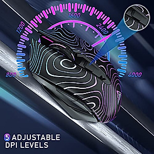 SOLAKAKA SM10 RGB Wireless Gaming Mouse with Tri-Modes (BT5.0+BT5.0+2.4GHZ),Rechargeable Wireless Mouse for Laptop/PC/Windows/Mac,Black