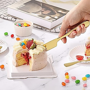 Wedding Cake Knife and Server Set, Little Cook 3PCS Cake Cutting Set for Wedding, includes 9.25" Cake Knife, 9" Cake Server and 6.7" Cake Pie Spatula, Stainless Steel Cake Cutter, Gold