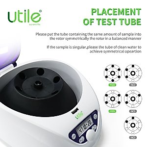 Utile Lab PRP Benchtop Centrifuge Machine with LCD Display, 6x15mL/10mL/7mL/1.5-5ml Lab Centrifuges 300-5000RPM Max. 2600xg RCF for Laboratory School, 4620.3004.1