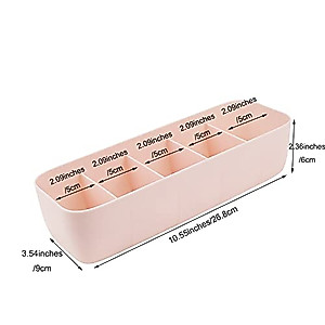 Bisbai Plastic 5 Compartment Divided Drawer, Cabinet, Closet Storage Box - Organizer, Pink (2Pcs)