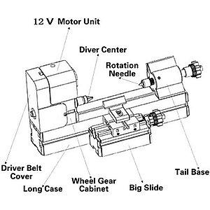 Mini Lathe Kit, 12V DC 60W 12000RPM High Power Micro Lathe Machine Mini Lathe Machine with Drill Chuck Mini Metal Lathe Machine, Power Metal Lathes (US Plug) Wen Lathe Power lathes