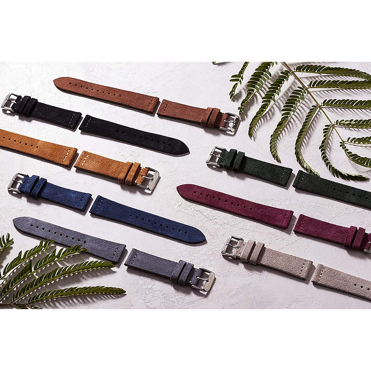 Benchmark Basics Navy Blue 22mm Suede Watch Strap - Vintage Leather Watch Band for Men & Women - Compatible with Regular & Smart Watches