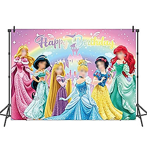 Princess Birthday Backdrop Princess Theme Photography Background Girls Party Supplies Princess Baby Shower Decorations Cake Table Banner Kids Photo Booth Props 6x4FT