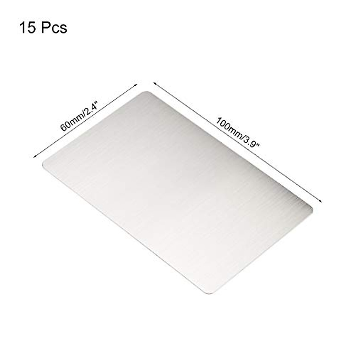 uxcell Blank Metal Card 100x60x0.4mm Brushed 201 Stainless Steel Plate for DIY Laser Printing Engraving Silver Tone 15 Pcs