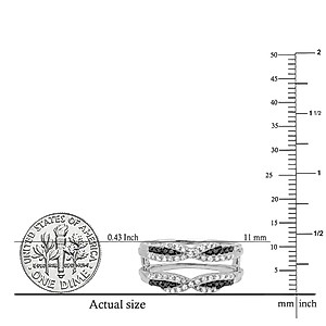 Dazzlingrock Collection 0.50 Carat (Cttw) 10K Black & White Diamond Wedding Guard Double Band 1/2 CT, White Gold, Size 6.5