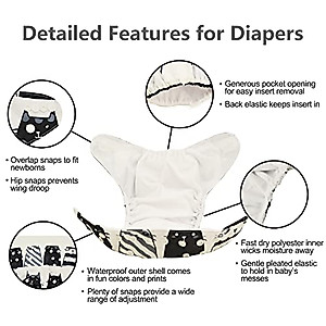 babygoal Reusable Cloth Diapers for Baby Boys, One Size Adjustable Washable Pocket Nappy Covers 6 Pack+ 6pcs Microfiber Inserts+4pcs Bamboo Inserts 6FB15