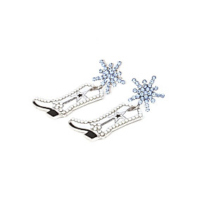 Handmade Western Cowgirl Beaded Cowboy Boot Drop Dangle Earrings Snowflower for Women Wedding Party Fancy Dress Costume Christmas Jewelry-Gold