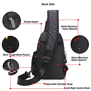 Nicgid Sling Bag Backpack Crossbody Bags for Ipad Tablet Outdoor Hiking(Black)