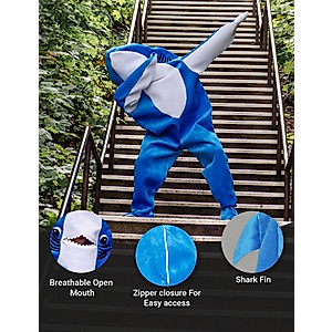 Costume Agent Left Shark Perry Live Dancing Mascot Zip Jumpsuit Halloween Cosplay (Blue)