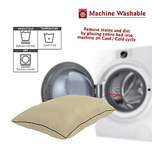 Majestic Pet Rectangle Large Dog Bed Washable – Non Slip Comfy Pet Bed – Dog Crate Bed Super Value Pillow Dog Bed – Dog Kennel Bed for Sleeping - Dog Bed Large Breed 46 x 35 Inch – Solid Khaki