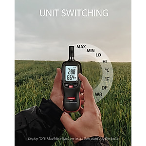 Wintact Digital Temperature and Humidity Meter, Thermometer Hygrometer Monitor with Dew Point and Wet Bulb Temperature, Backlight, Max/Min Value, Data Hold, Store 1000 Group of Data for Indoor Outdoor
