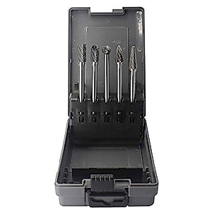 Carbide Burrs Set 5pcs JESTUOUS 1/4 Inch Shank Diameter Extended Long Double Cut edge Solid Tungsten Carbide Burr Rotery File for Die Grinder Bits Drilling