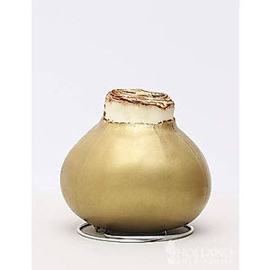 Gold Base Waxed Amaryllis White Intokazi Flower Bulb with Stand, No Water Needed