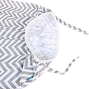 Teamoy (2 Pack) Reusable Pail Liner for Cloth Diaper/Dirty Diapers Wet Bag, Gray Chevron+Slate