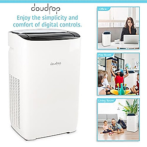 DOUDROP Portable AC Unit - 12000 BTU Air Conditioning System with Activated Carbon Filter & Remote Control - 4-in-1 Cooler, Heater, Dehumidifier & Fan Mode - 24H Timer, 360° Rolling Lockable Casters