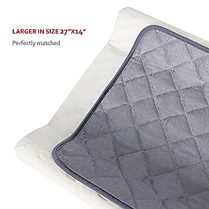 Bamboo Diaper Changing Pad Liner Non-Slip, Soft Terry Waterproof Changing Pad Mat, Quilted Absorbent Bassinet Liner Washable, 3 Pack Large 14"x 27" Reusable Changing Table Pad Protector Grey