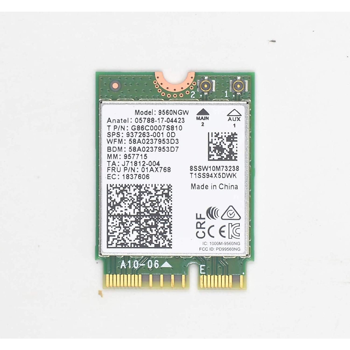 Siren WiFi Card Wireless-Network Card 9560AC, 9560NGW,AC 9560, M.2 2230, 2X2 Ac+Bt, Gigabit, No Vpro NGFF Key E (M2:CNVio)