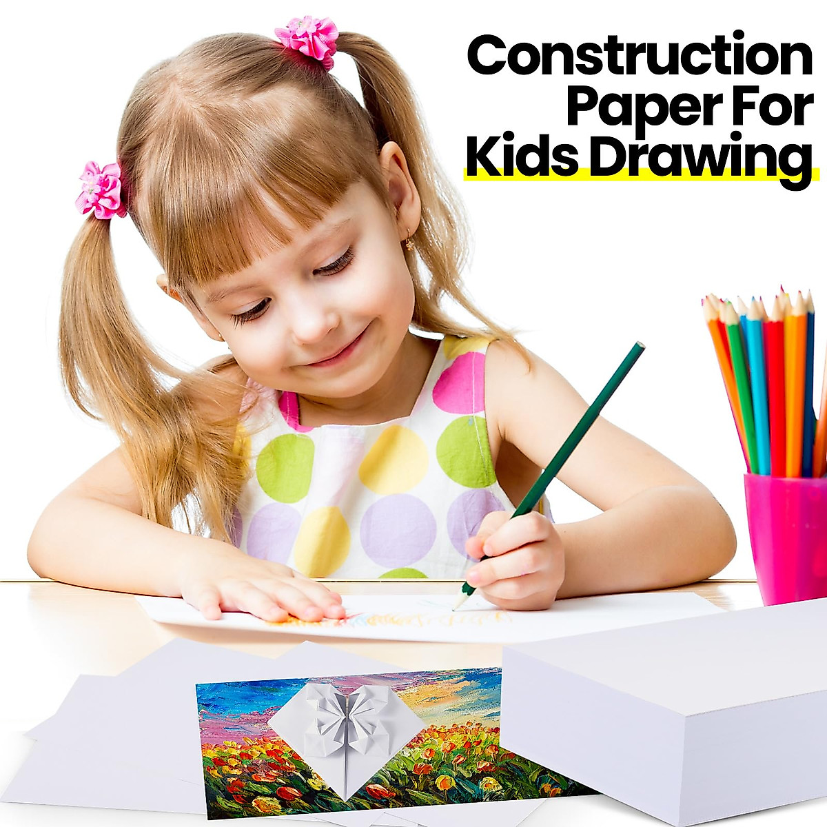 Harloon 500 Sheets White Construction Paper Bulk Heavyweight Construction Paper A4 Size Thick Cardstock for DIY Craft, 120 GSM