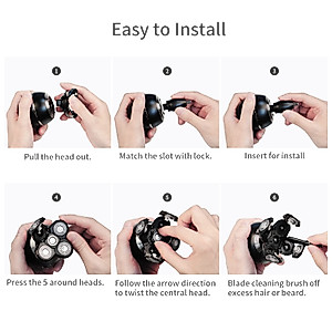 RAYCOSHAVE Head Shaver for Bald Men, 5 in 1 Wet & Dry Shaver Waterproof Bald Head Shaver, USB Rechargeable Rotary Shavers Grooming Kit with LED Display, Anti-Pinch, Ergonomic Design