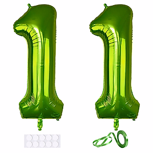 Xihuimay Number 11 Balloons 40 inch Digital Balloon Alphabet 11 Birthday Balloons Digit 11 Helium Balloons Big Balloons for Birthday Party Supplies Wedding Bachelorette Bridal Shower, Green Number 11