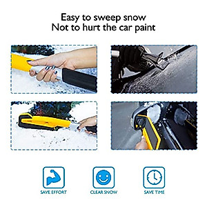 Kwak's Extendable Long Ice Scraper, ABS Snow Brushes for Car SUVs Truck Windscreen Scraper Snow Shovel Windshield Scraper for Car Van SUV with a Black Storage Bag Car Winter Accessories (1pcs)