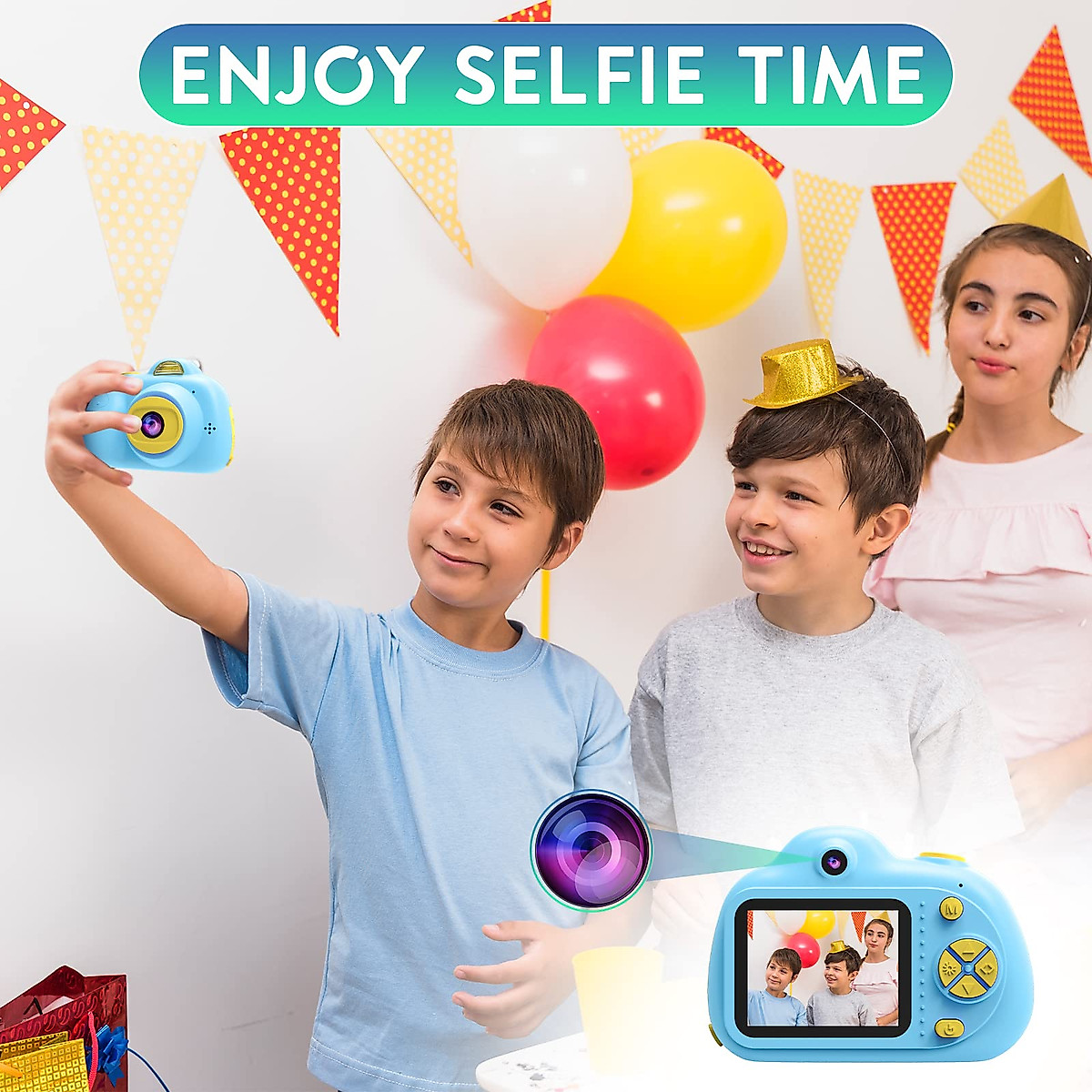 OMZER Kids Camera 1080P Selfie Mini Camera, HD Digital Video Camera for Toddlers, Video Recorder Toys for Kids, Christmas Birthday Gifts for Age 3 4 5 6 7 8 9 10 Year Old Girls Boys with 32G SD Card